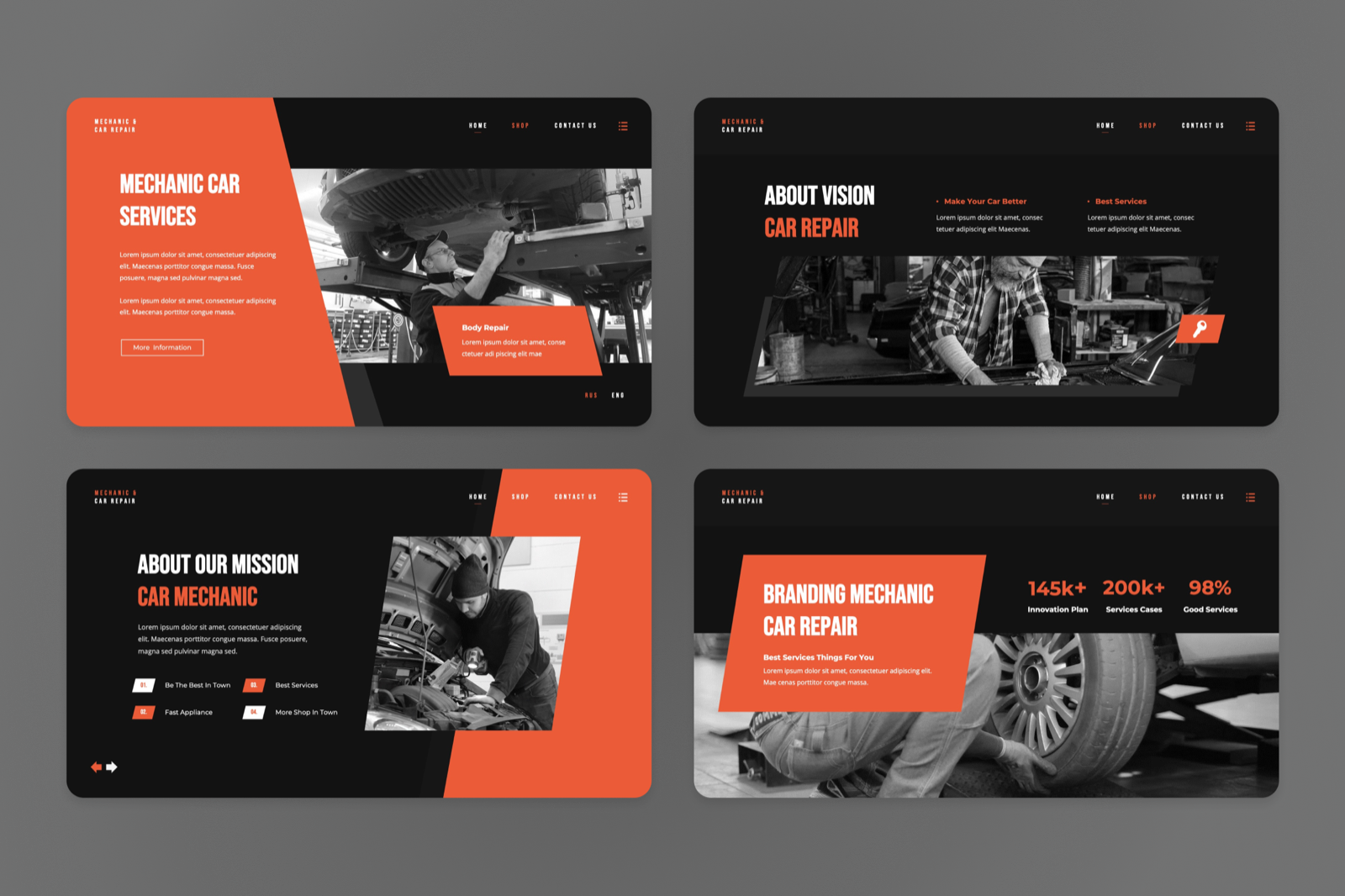 Ostero - Mechanic Car Repair Powerpoint Template, Presentation Templates