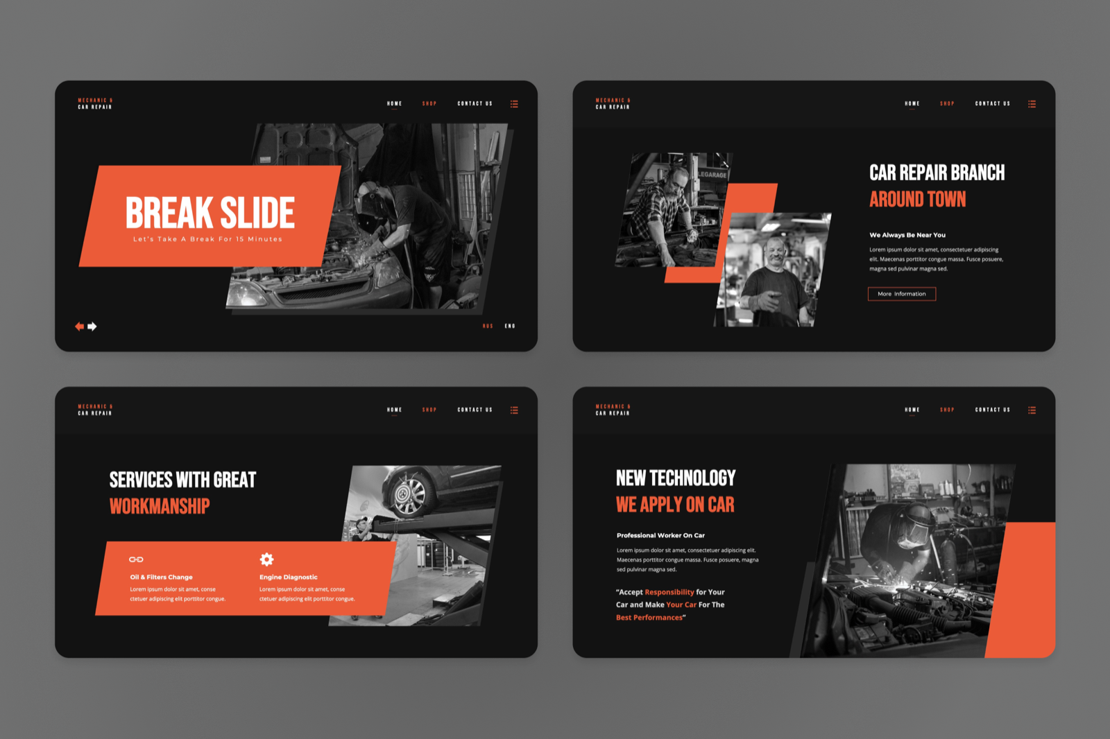 Ostero - Mechanic Car Repair Powerpoint Template, Presentation Templates