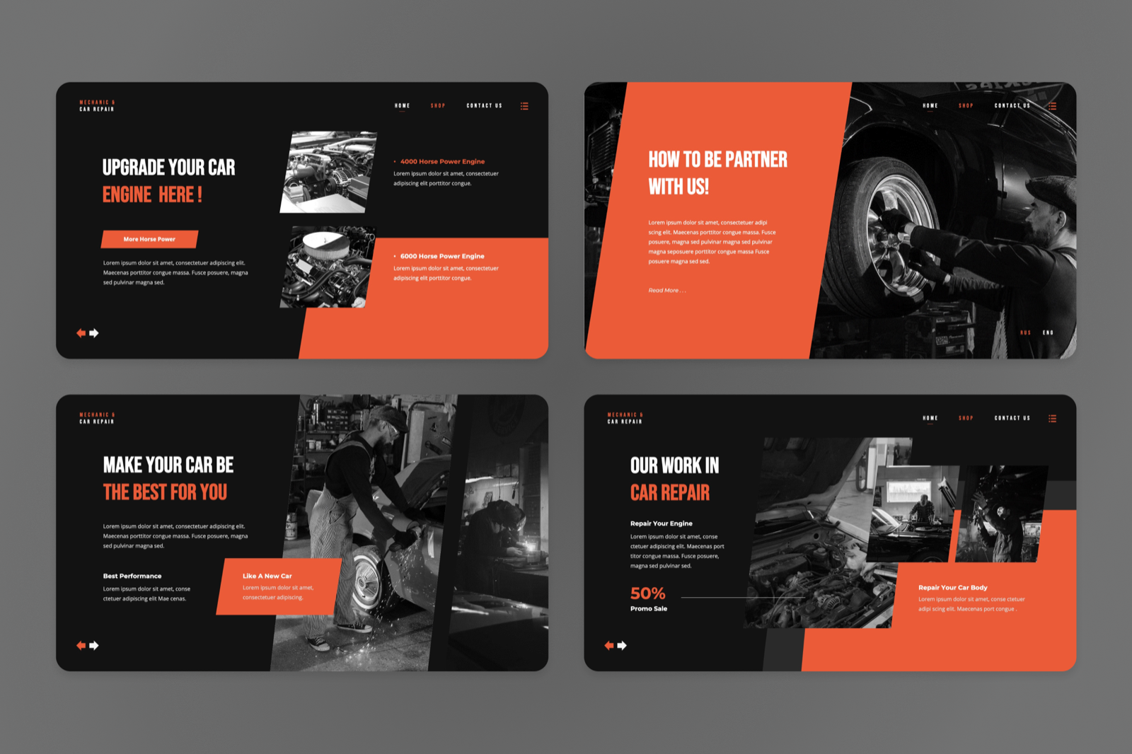 Ostero - Mechanic Car Repair Powerpoint Template, Presentation Templates
