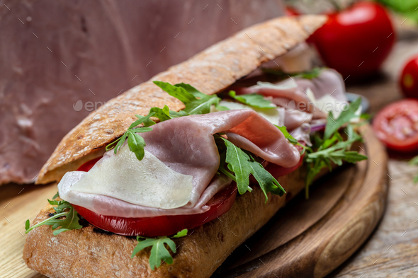 submarine sandwiches with beer. fast food. banner, menu, recipe place ...