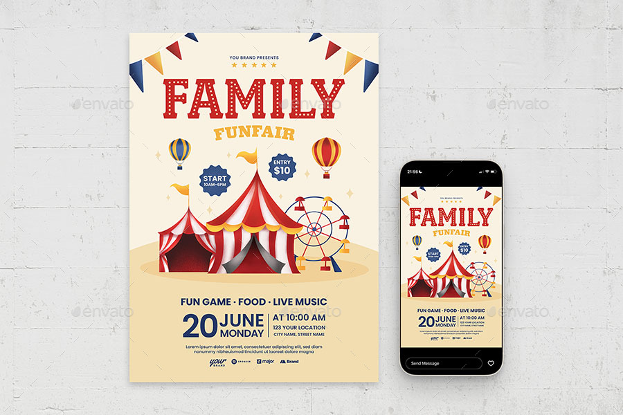 Funfair Flyer Template, Print Templates | GraphicRiver
