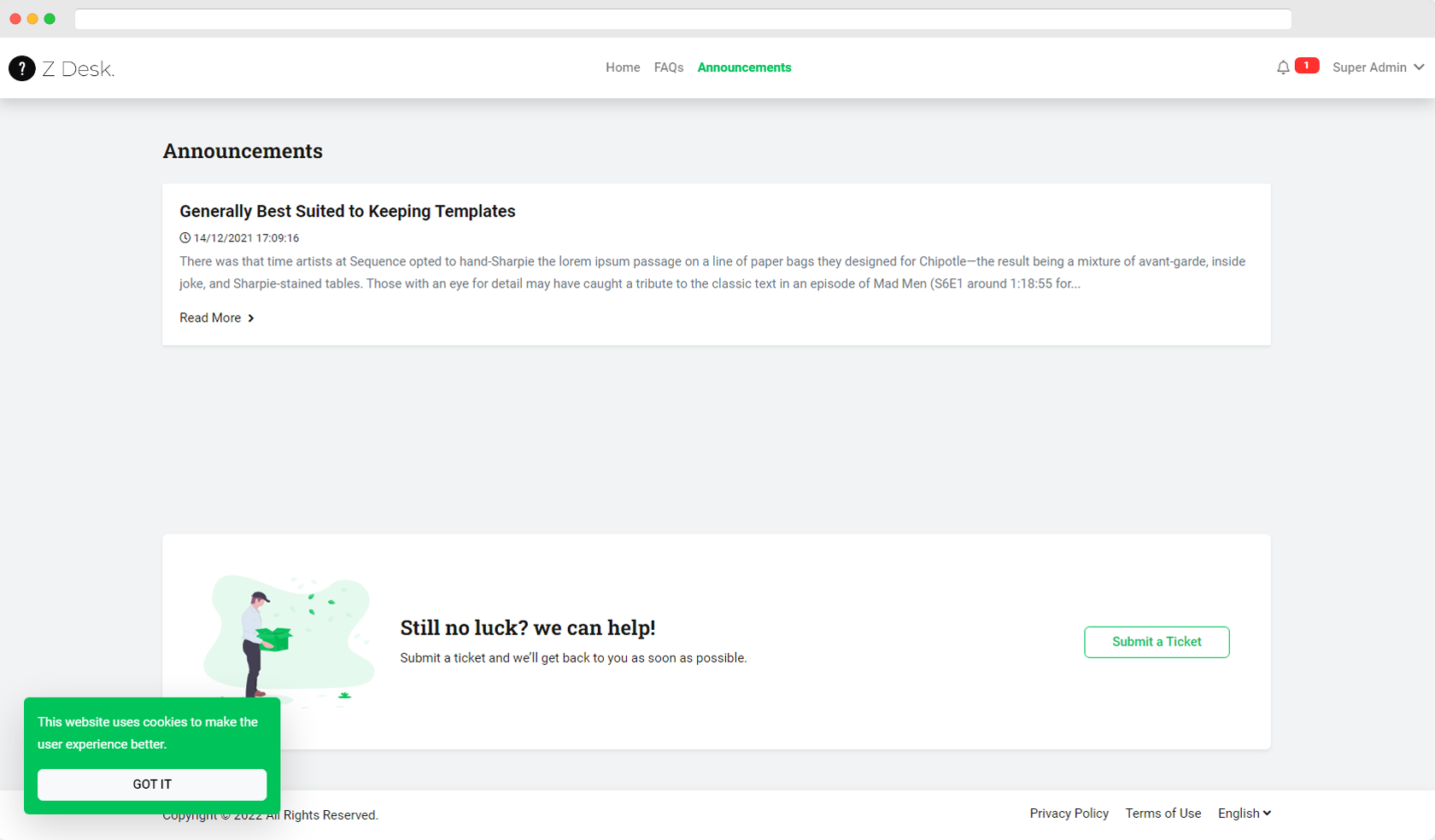 Z Desk - Support Tickets System with Knowledge Base and FAQs by zaiblab