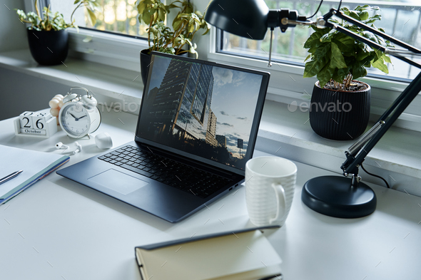 Interior of workplace at home Stock Photo by Lazy_Bear | PhotoDune