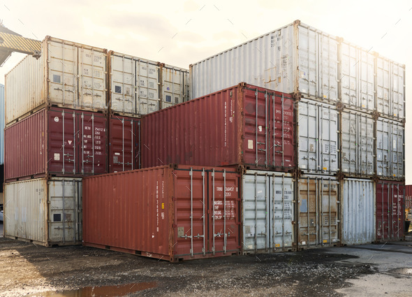 Container, shipping and logistics cargo storage on a port for ...
