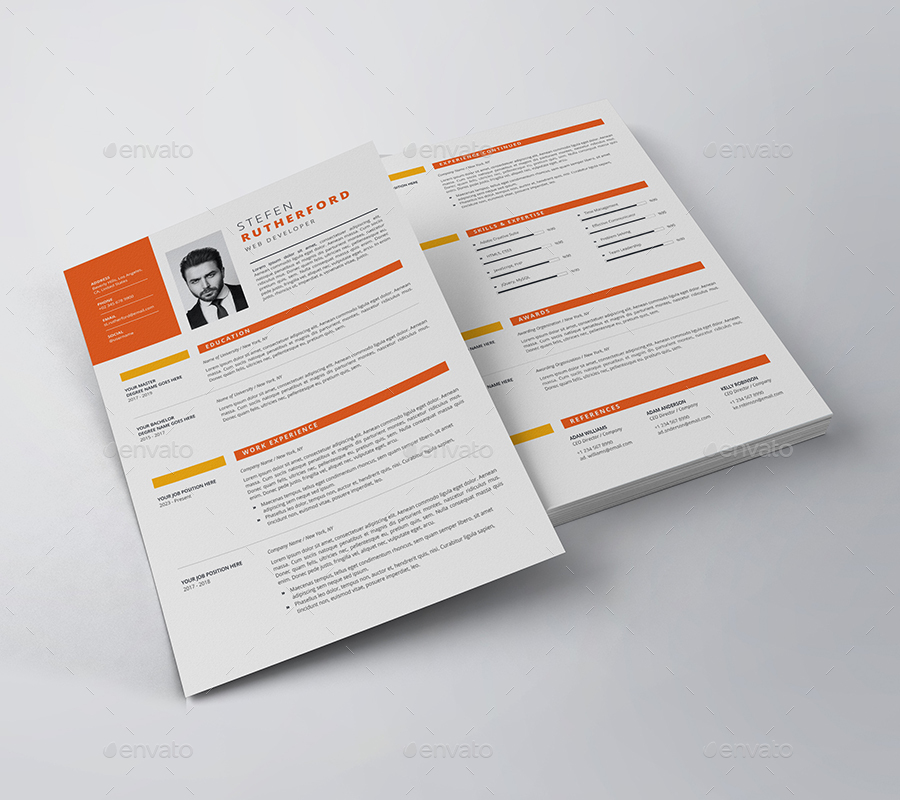 Resume/CV (2 Page), Print Templates | GraphicRiver