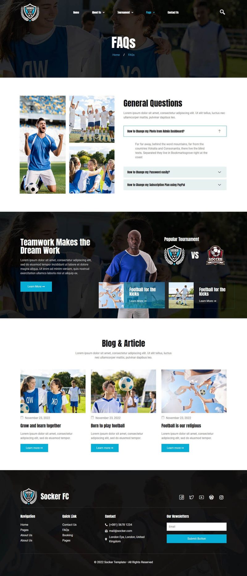 Socker - Football Team & Sports Club Elementor Template Kit by Kitpro