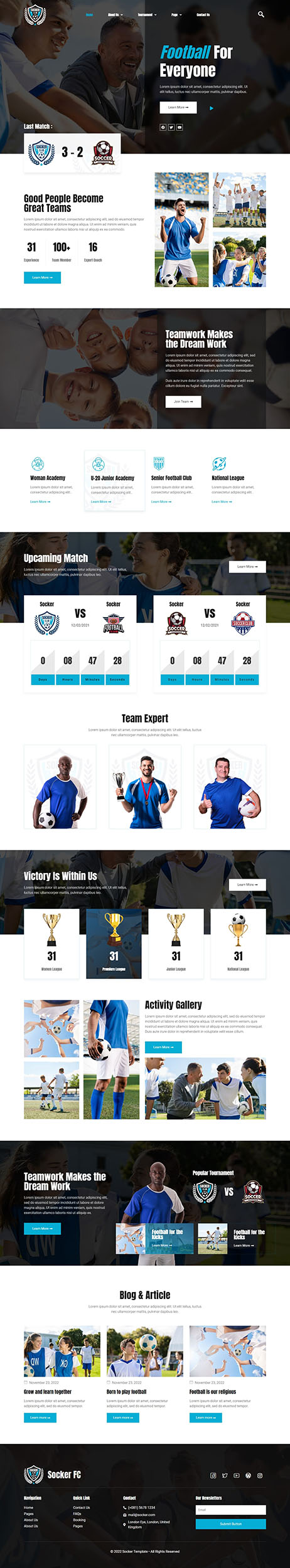 Socker - Football Team & Sports Club Elementor Template Kit by Kitpro