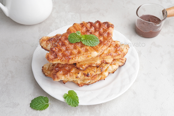 Caramelized Croissant Waffle or Croffle Stock Photo by tyasindayanti