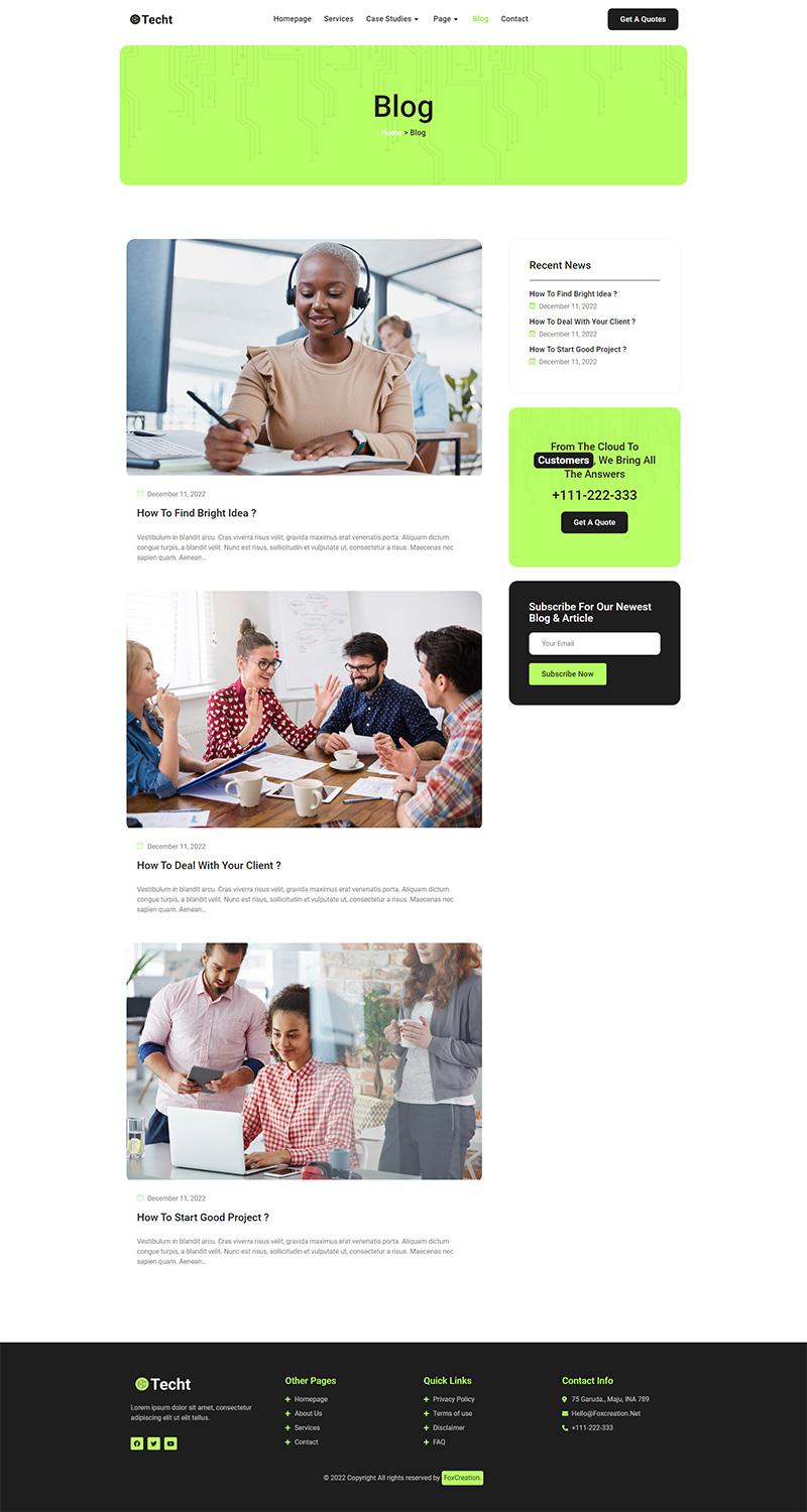 Techt - IT Solutions & Services Company Elementor Template Kit by Fox ...