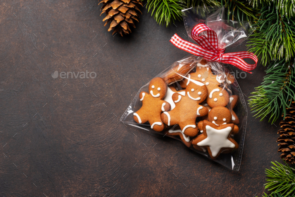 Gingerbread man cookies in gift pack Stock Photo by karandaev | PhotoDune