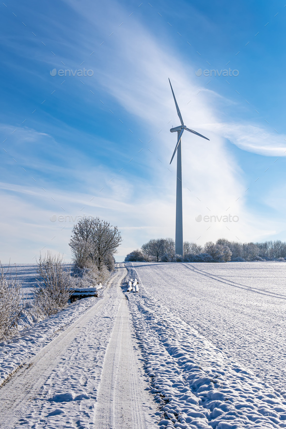 Wind Turbine in a Winter Landscape Stock Photo by Lightboxx | PhotoDune