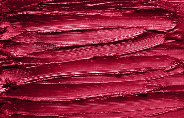 Textured background made from lip stick,colored in trendy red color of ...