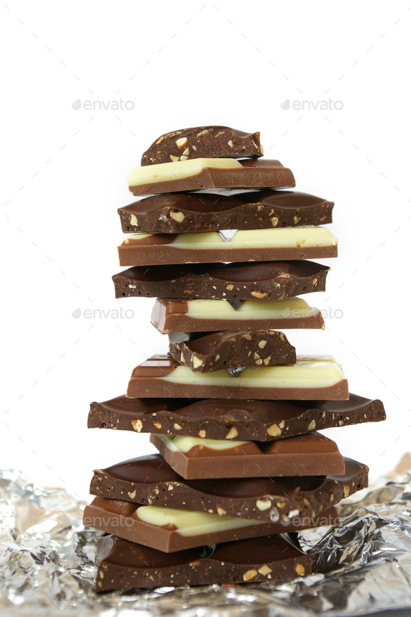 Chocolate blocks isolated Stock Photo by tan4ikk | PhotoDune