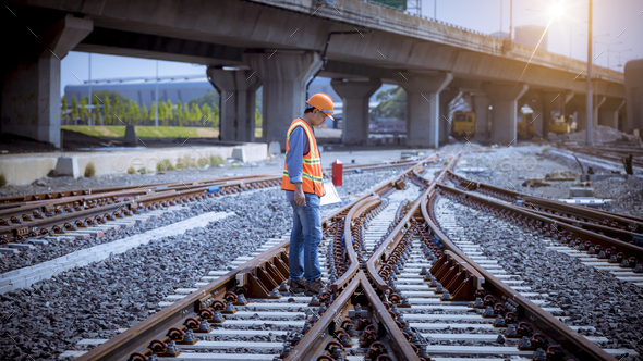 Engineer under discussion inspection and checking construction process ...