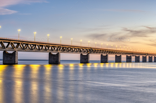 Part of the famous Oresund bridge between Denmark and Sweden Stock ...