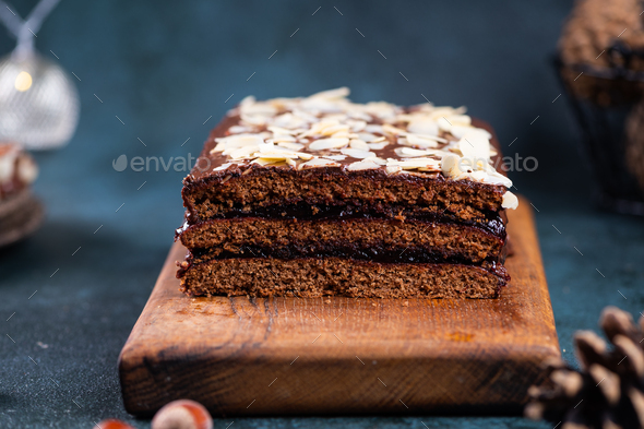Traditional polish dessert piernik, pryanik. gingerbread or layer ...