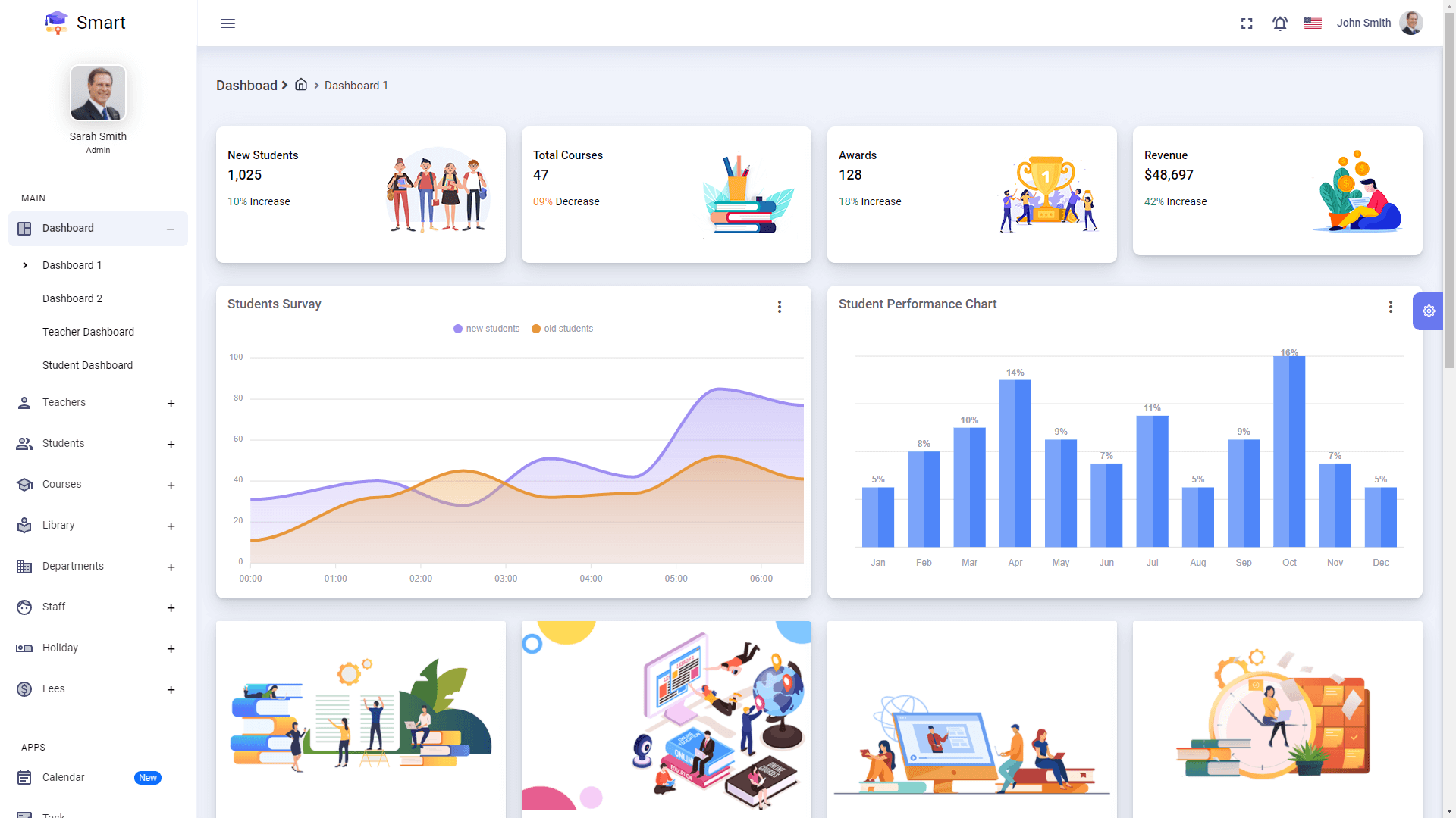 Smart - Angular 15+ Admin Dashboard Template for University, School ...