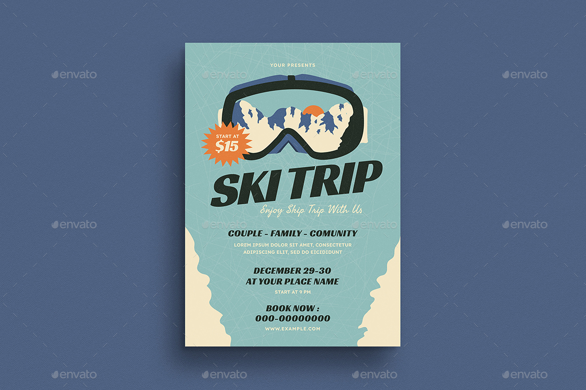 Ski Trip Event Flyer, Print Templates | GraphicRiver