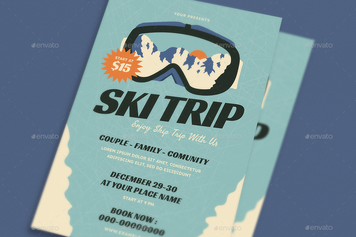 Ski Trip Event Flyer, Print Templates | GraphicRiver