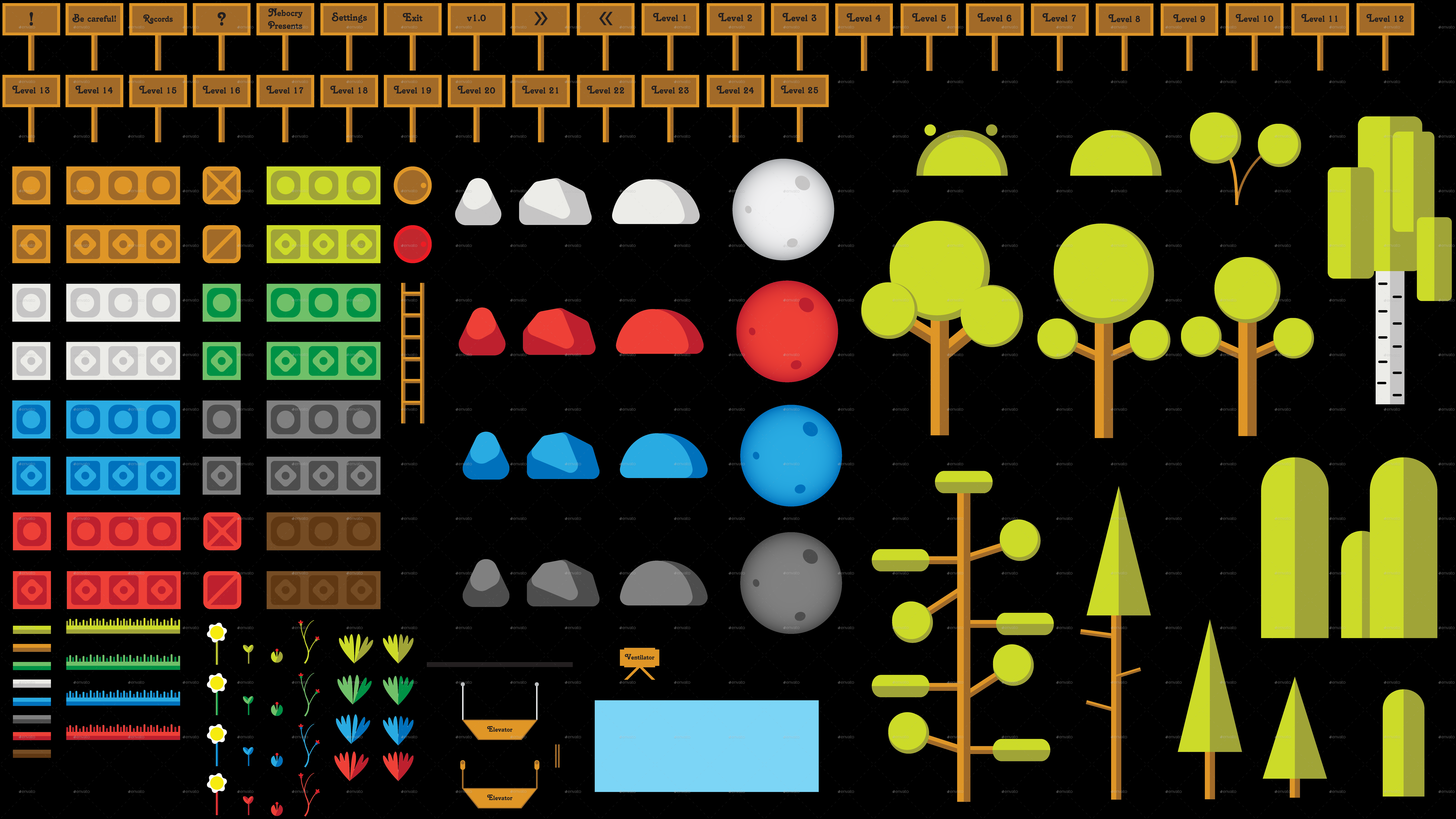 Simple 2D Platform Graphics Pack, Game Assets | GraphicRiver