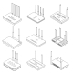 Router Icons Set Vector Outline, Vectors | GraphicRiver