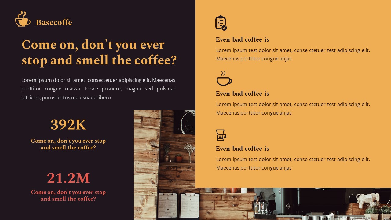 Basecoffe - Coffe & Cafe Shop Keynote Template, Presentation Templates