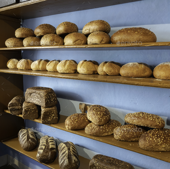 bread and different types of bakery products Stock Photo by Chris_Willemsen