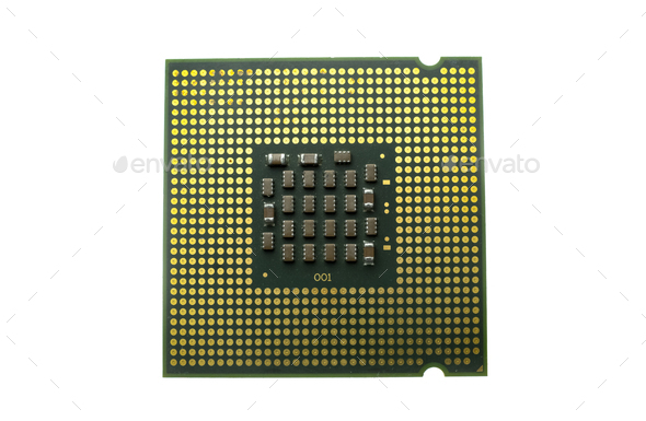 Realistic cpu back view processor chip isolated on white Stock Photo by ...
