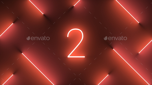 Digital render of neon illuminated lines around an illuminated number 2 ...