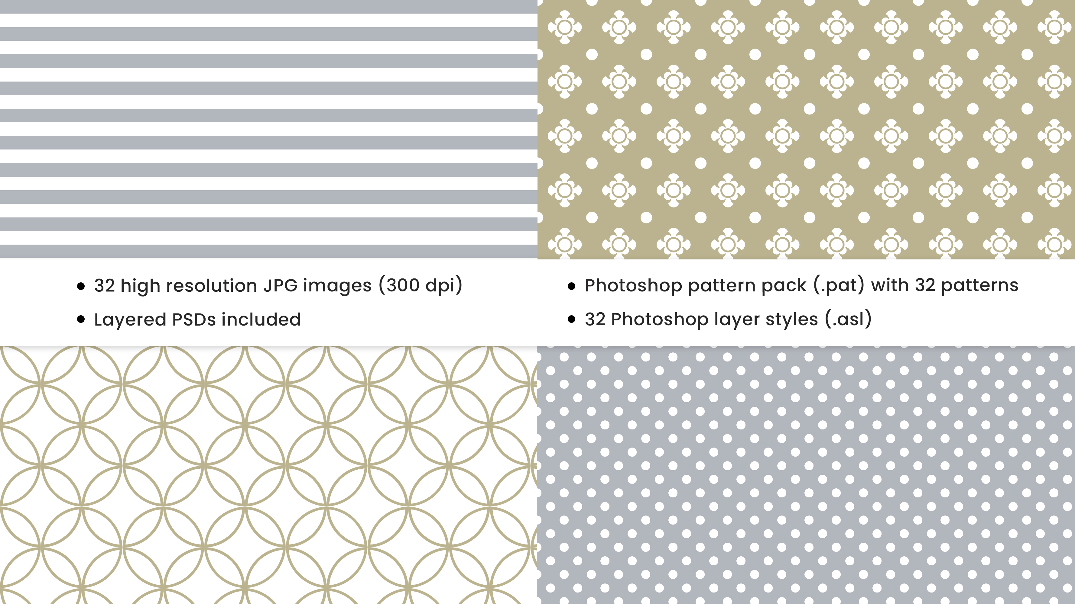 32 Silver and Gold Patterns Set Photoshop Addon, Add-ons | GraphicRiver