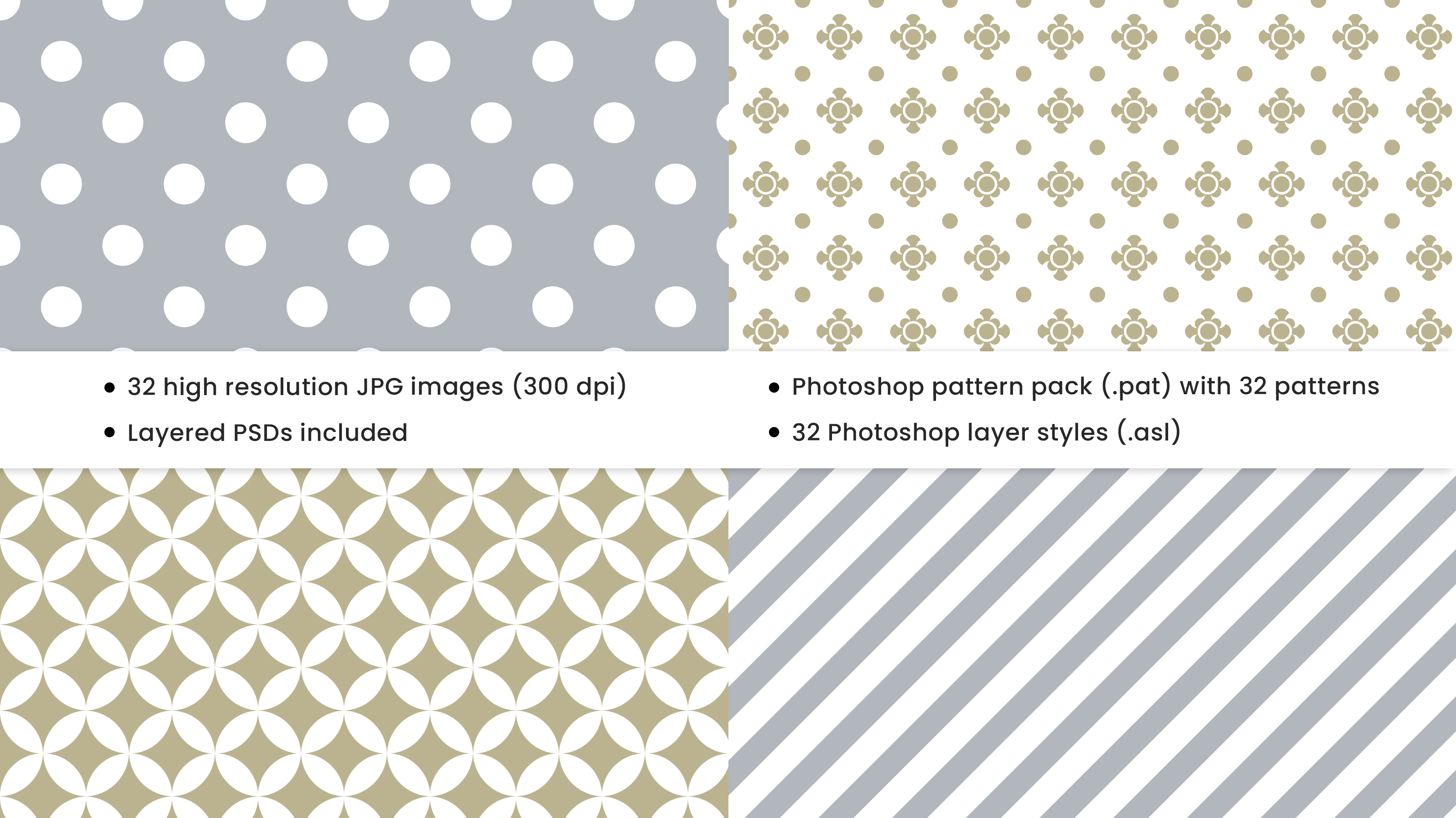 32 Silver and Gold Patterns Set Photoshop Addon, Add-ons | GraphicRiver
