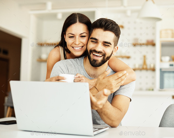laptop woman man couple computer indoor technology young together ...