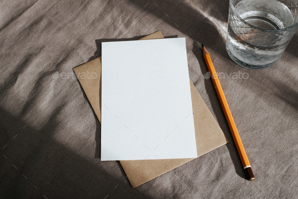 Greeting vertical white card with empty space for invitation, wishes ...