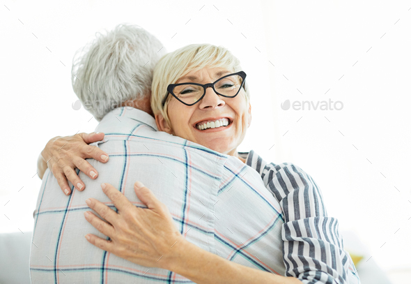 senior portrait woman man couple happy retirement smiling love elderly ...
