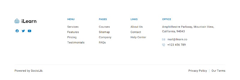 iLearn - Online Education Course Elementor Template Kit by sociolib