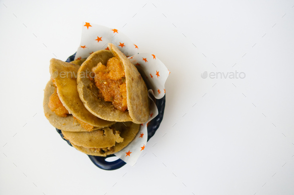 Mexican gorditas de migajas with pork rinds and chile Stock Photo by ...