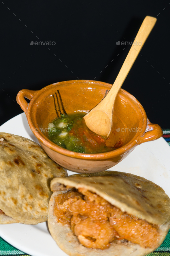 Mexican gorditas de migajas with pork rinds and chile Stock Photo by ...