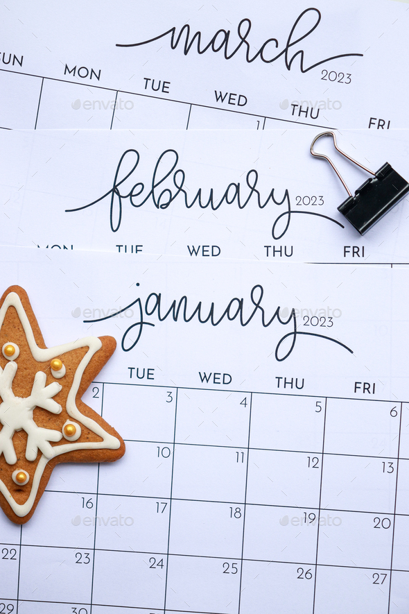 Calendar flat lay. New year 2023 Stock Photo by NatalieZera | PhotoDune