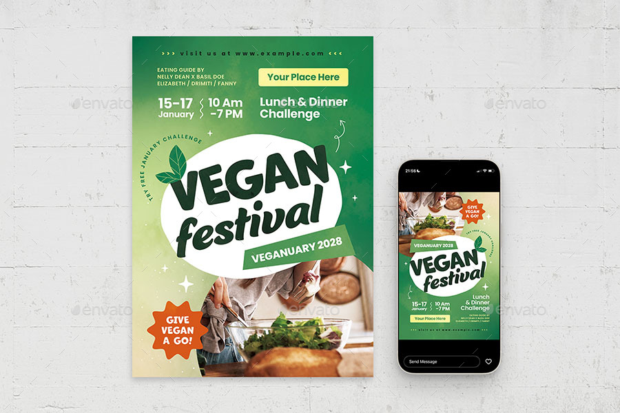 Vegan Flyer Template, Print Templates | GraphicRiver