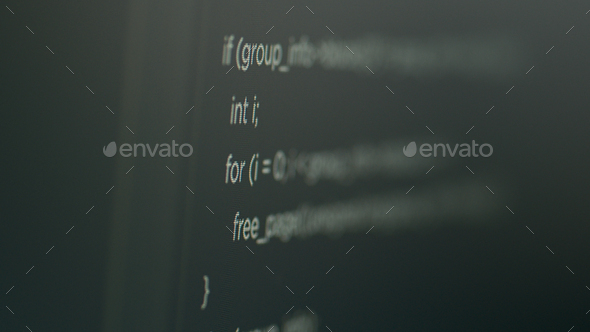 Program code on computer screen with software development database Stock Photo by DC_Studio