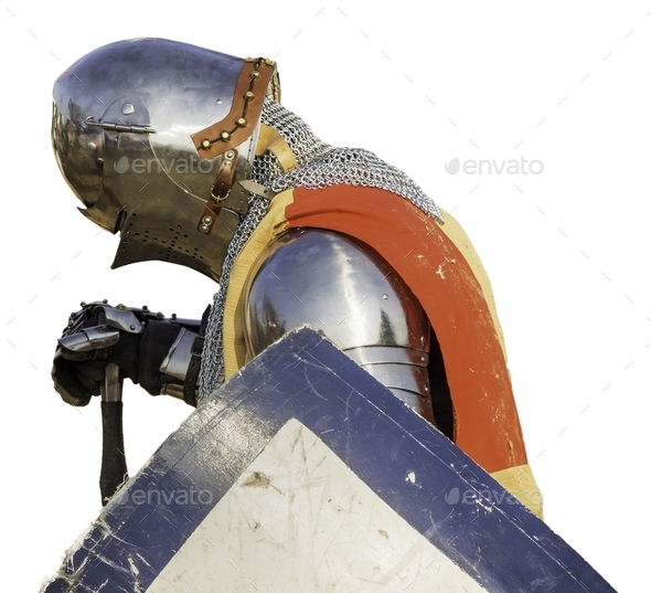 Bowing Spanish medieval knight isolated on a white background Stock ...