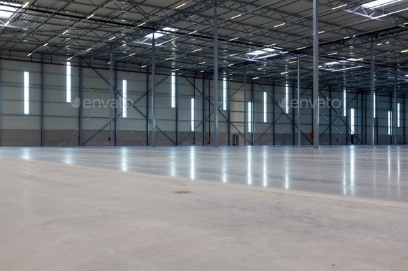 Inside of a big warehouse with windows Stock Photo by wirestock | PhotoDune