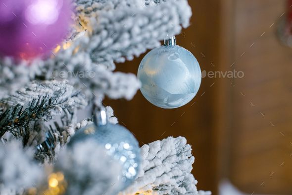 Christmas tree with a blue ball Stock Photo by alexandrabeganskaya