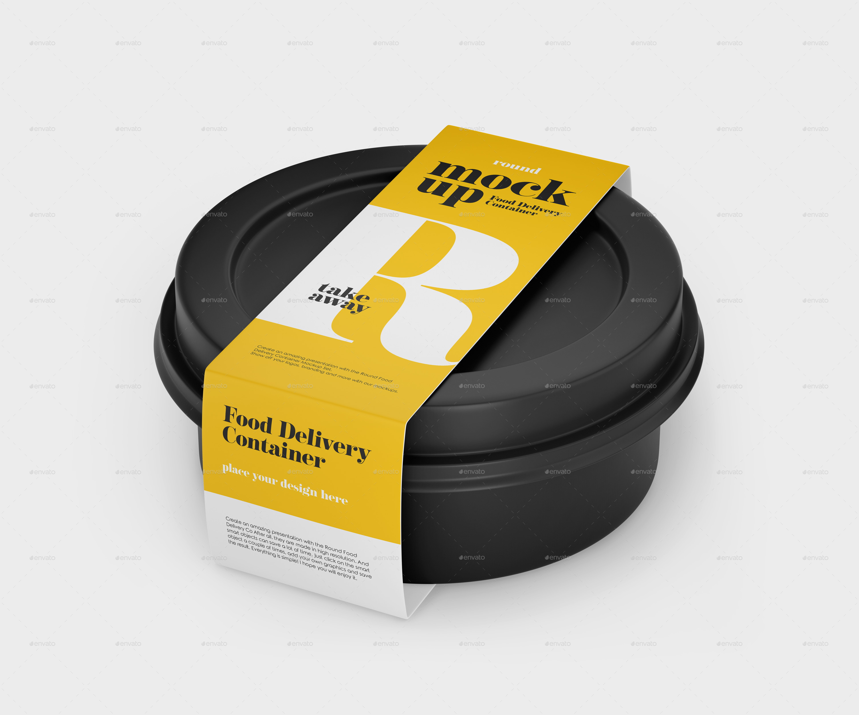 Round Food Delivery Container Mockup Set, Graphics | GraphicRiver