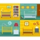Baby Crib Cradle Banner Concept Set Flat Style, Vectors | GraphicRiver