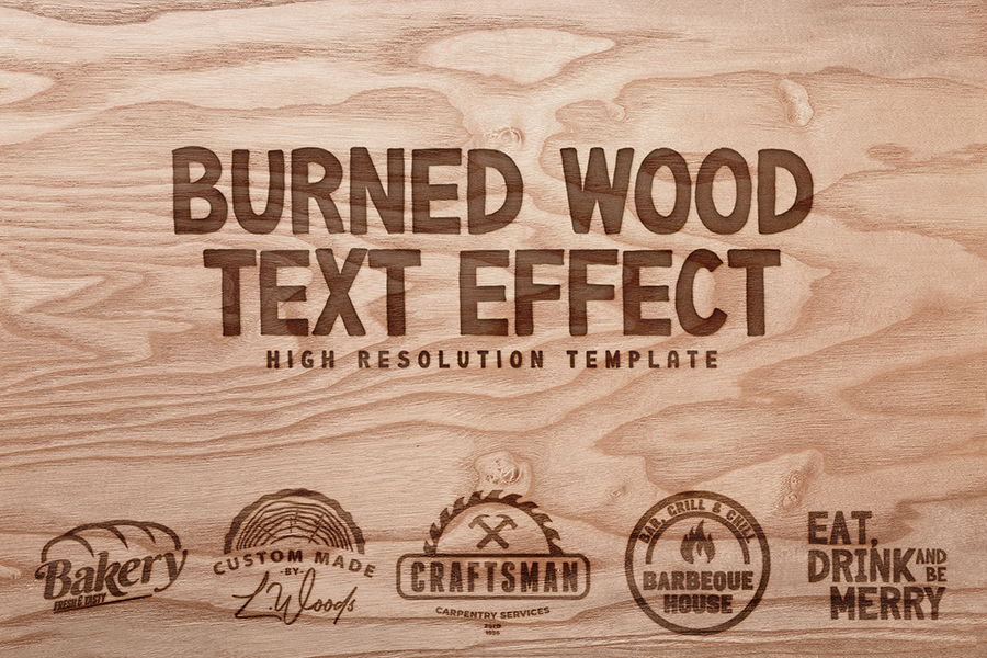 Burned Wood Text Effect Template, Add-ons | GraphicRiver