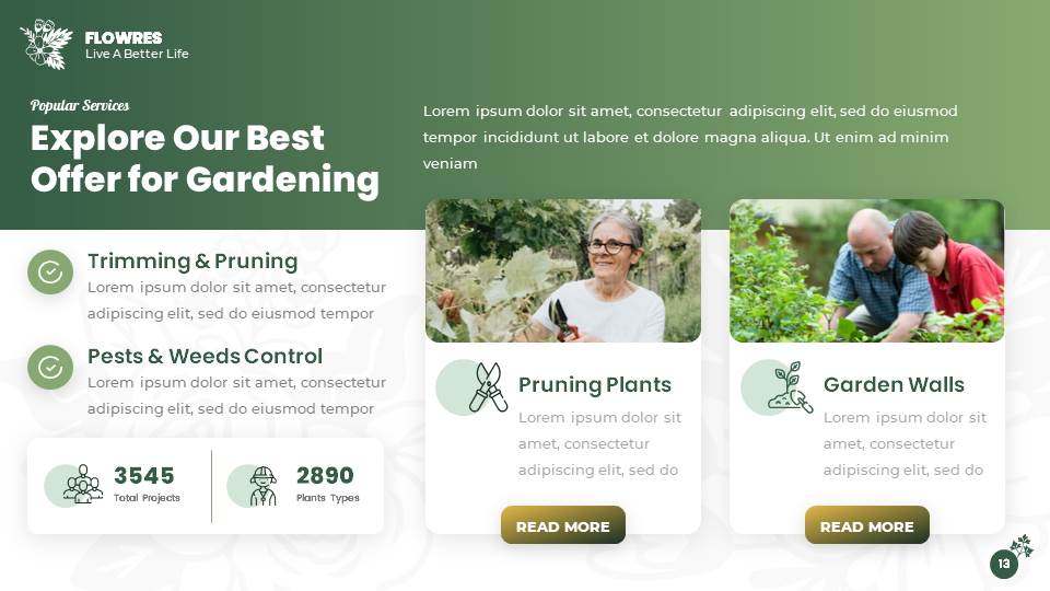 Flowres - Garden & Planting PowerPoint Template, Presentation Templates
