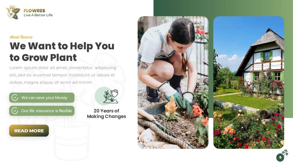Flowres - Garden & Planting PowerPoint Template, Presentation Templates