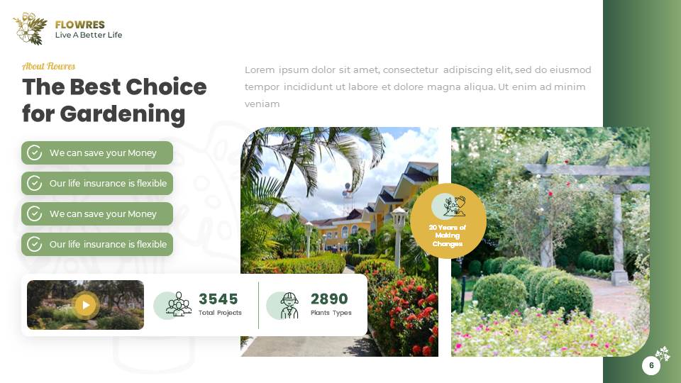 Flowres - Garden & Planting PowerPoint Template, Presentation Templates
