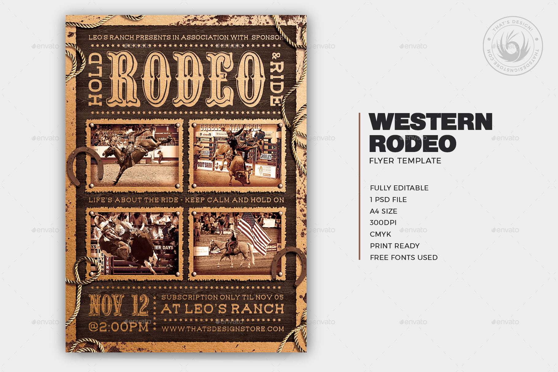Western Rodeo Flyer Template V4, Print Templates | GraphicRiver
